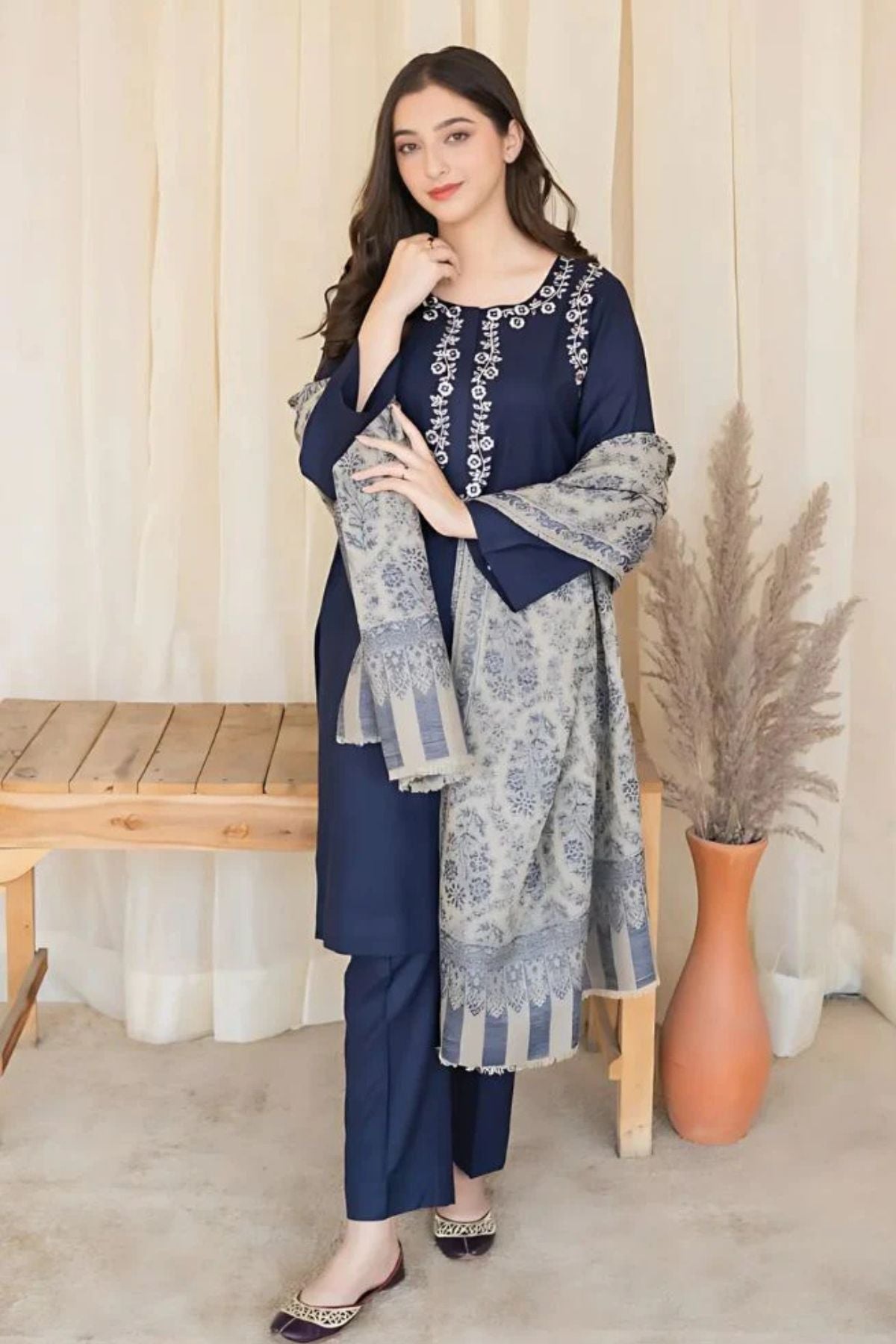 Asling Unstitched Luxury Dhanak Heavy Embroidered 3PC Suit – Suit Store